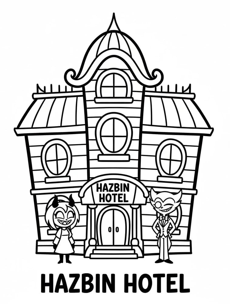 Målarbild Hazbin Hotel Gratis - Skiv ut gratis på malarbilder.se