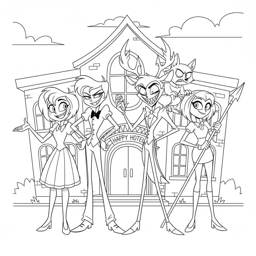 Målarbild Hazbin Hotel 1 - Skiv ut gratis på malarbilder.se